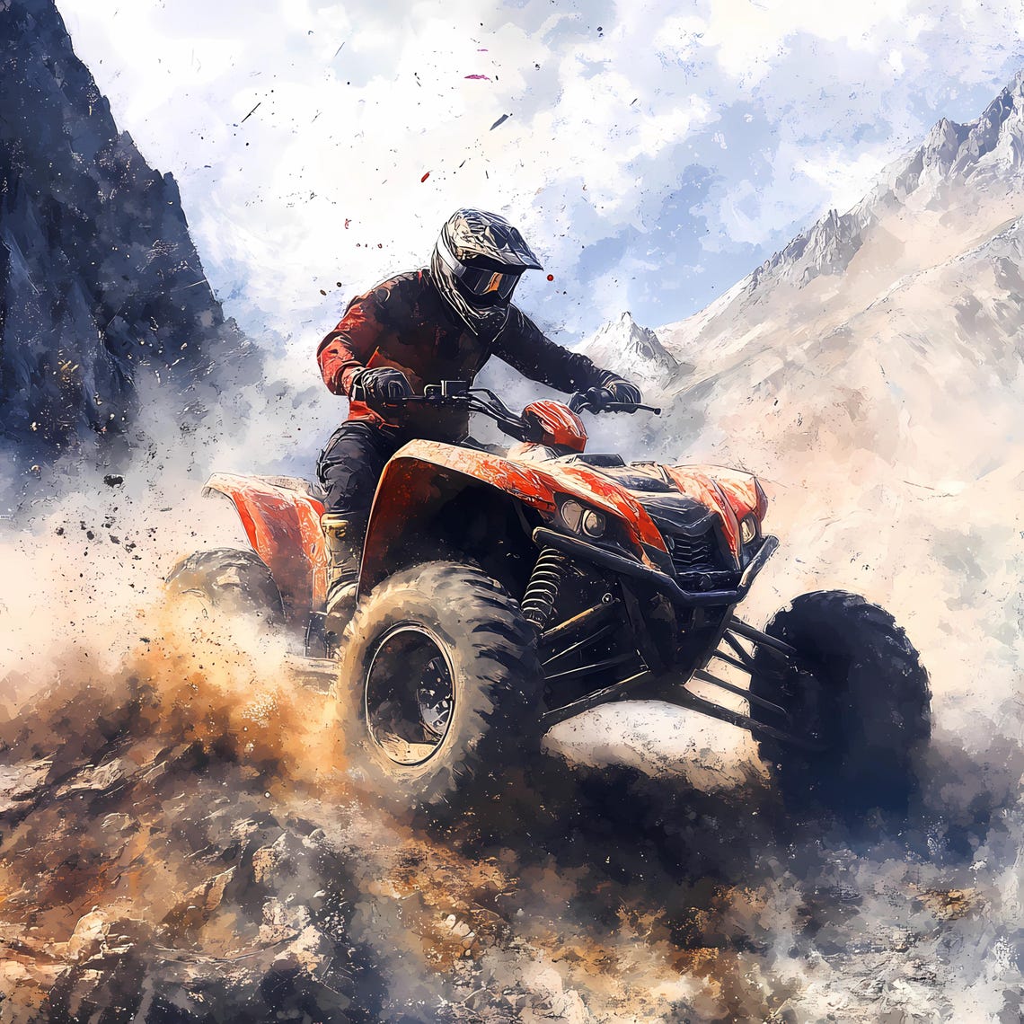 Quad Bike Watercolor Clipart Set, ATV Off-road Images (digital Download ...