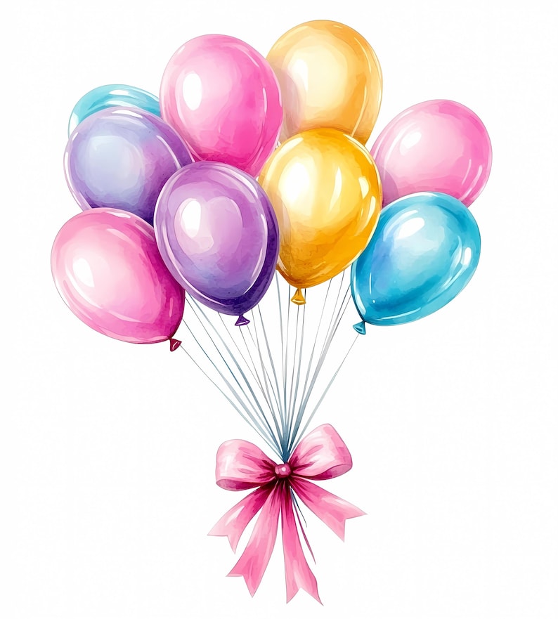 Party Balloons Clipart: Birthday & Baby Shower PNG Images, Digital ...