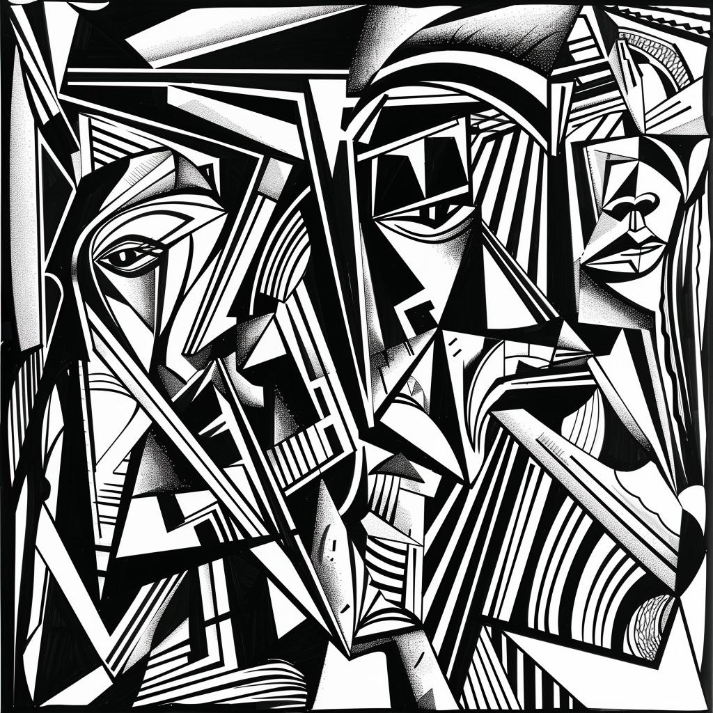 Abstract Cubism Art Bundle, Modern Geometric Line Composition - Etsy