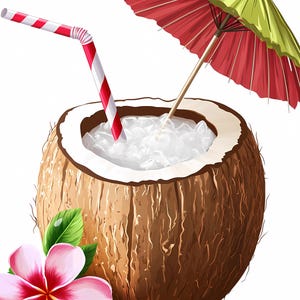Coconut Cocktail Clipart Bundle: Beach Drink Pngs for Junk Journals - Etsy