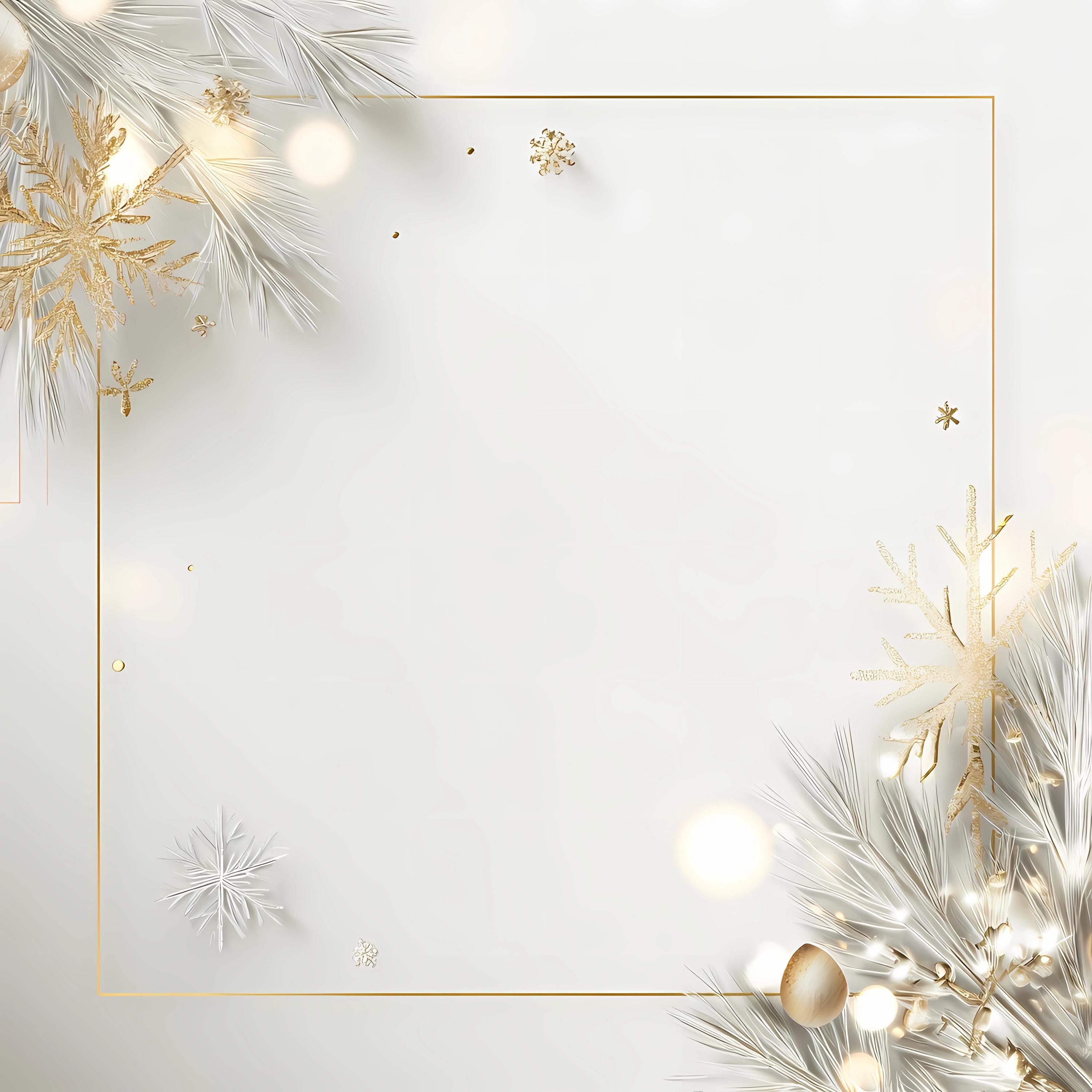 White and Gold 14 Winter Frames: Snowflake & Pine Clipart - Etsy