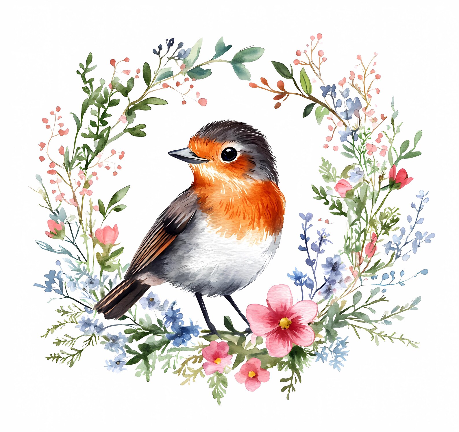 Spring Wreath Bird Image Clipart Set of 8 | Spring Flower With Birds ...