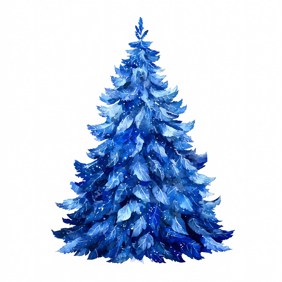 Watercolor Blue Christmas Tree Clipart Bundle: Holiday PNG JPG Art - Etsy