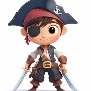 8 Boy Pirate Watercolor Clipart, Cute Pirate Boy Clip Art, Cartoon ...
