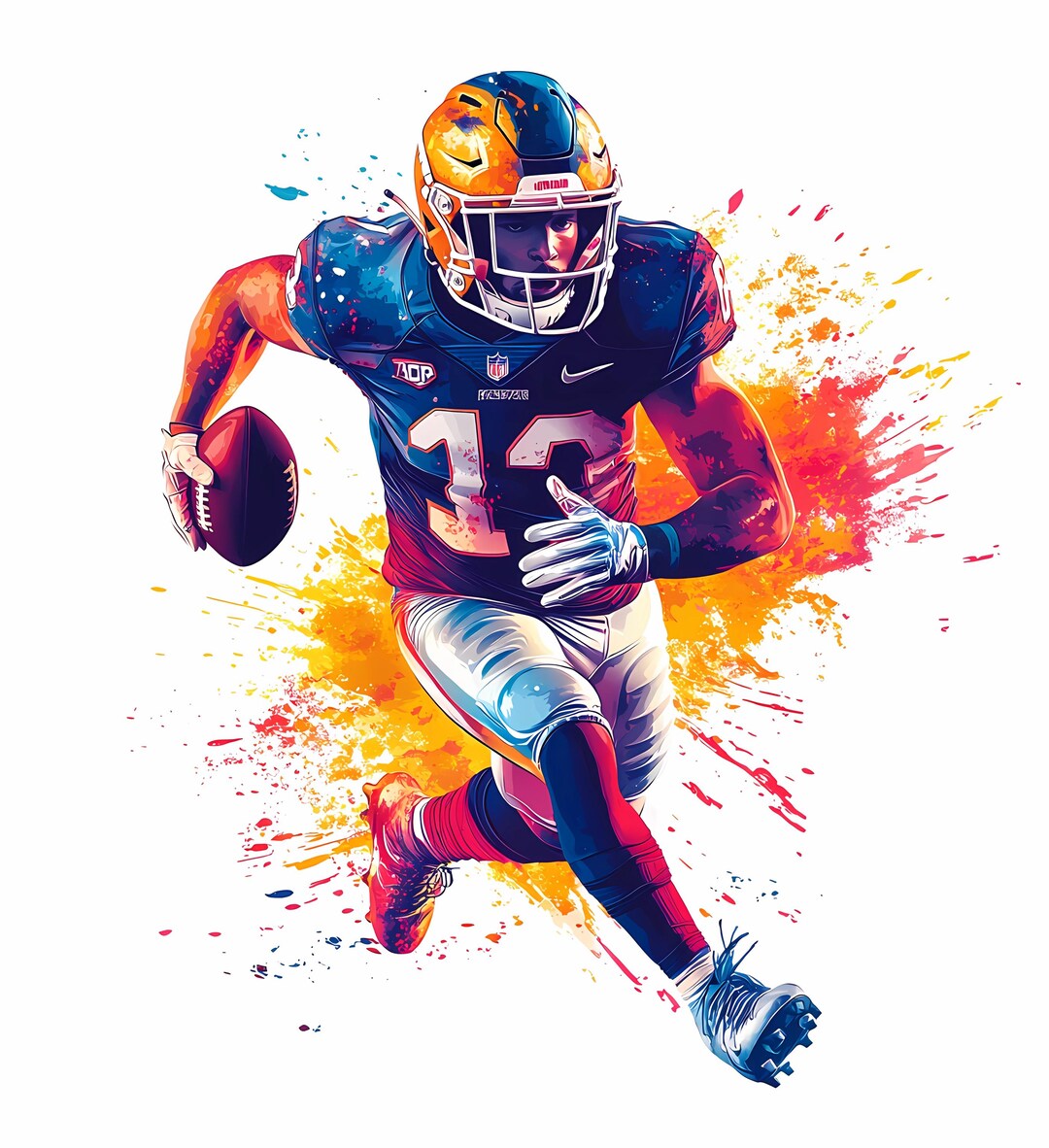 Watercolor Football Player Clipart, Sports Art Digital Download - Etsy