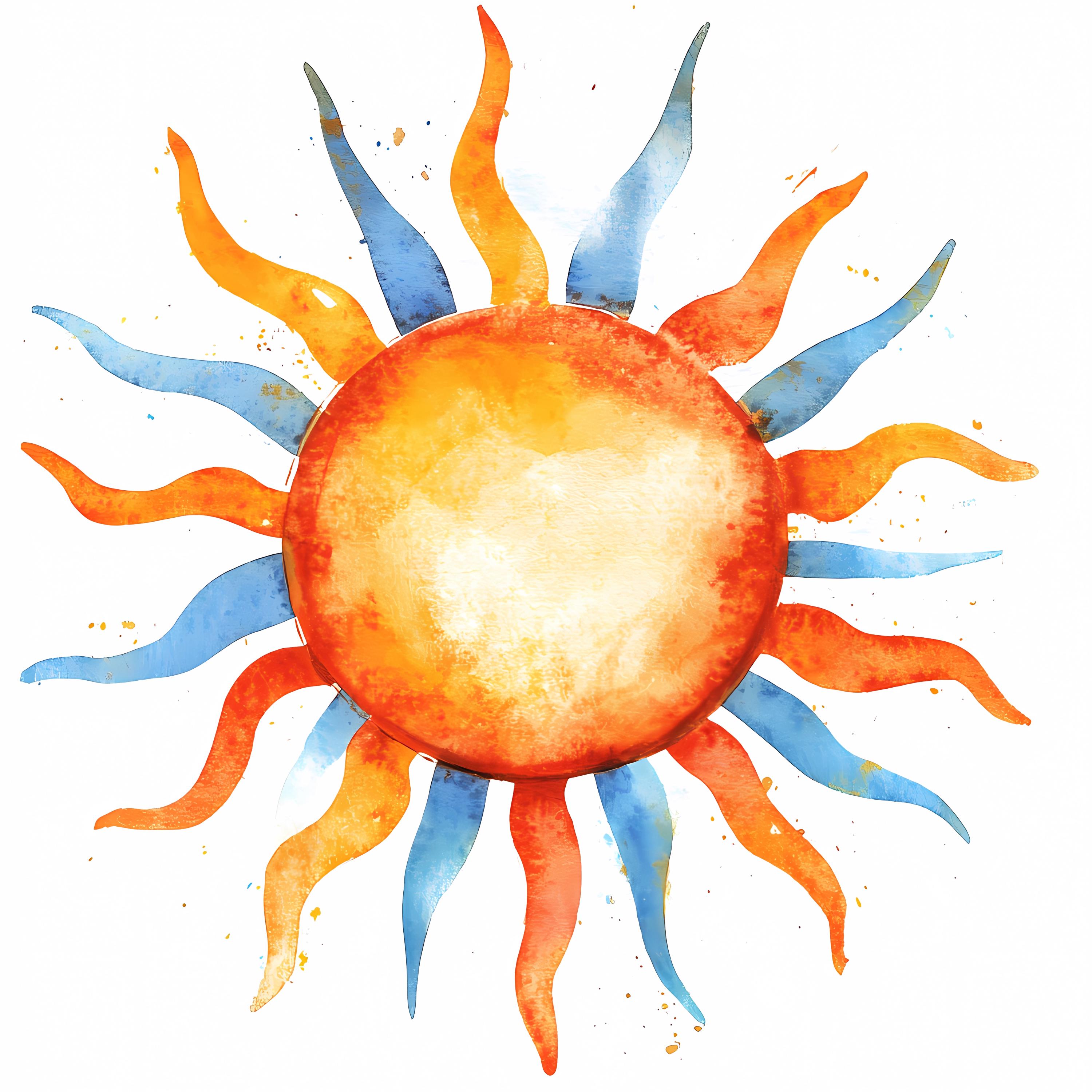Watercolor Sun Clipart Set: Boho Celestial Summer Graphics (digital ...