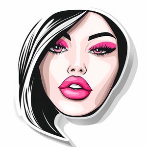 8 Women Face Sticker Template, Printable Beautiful Girls Face Sticker ...