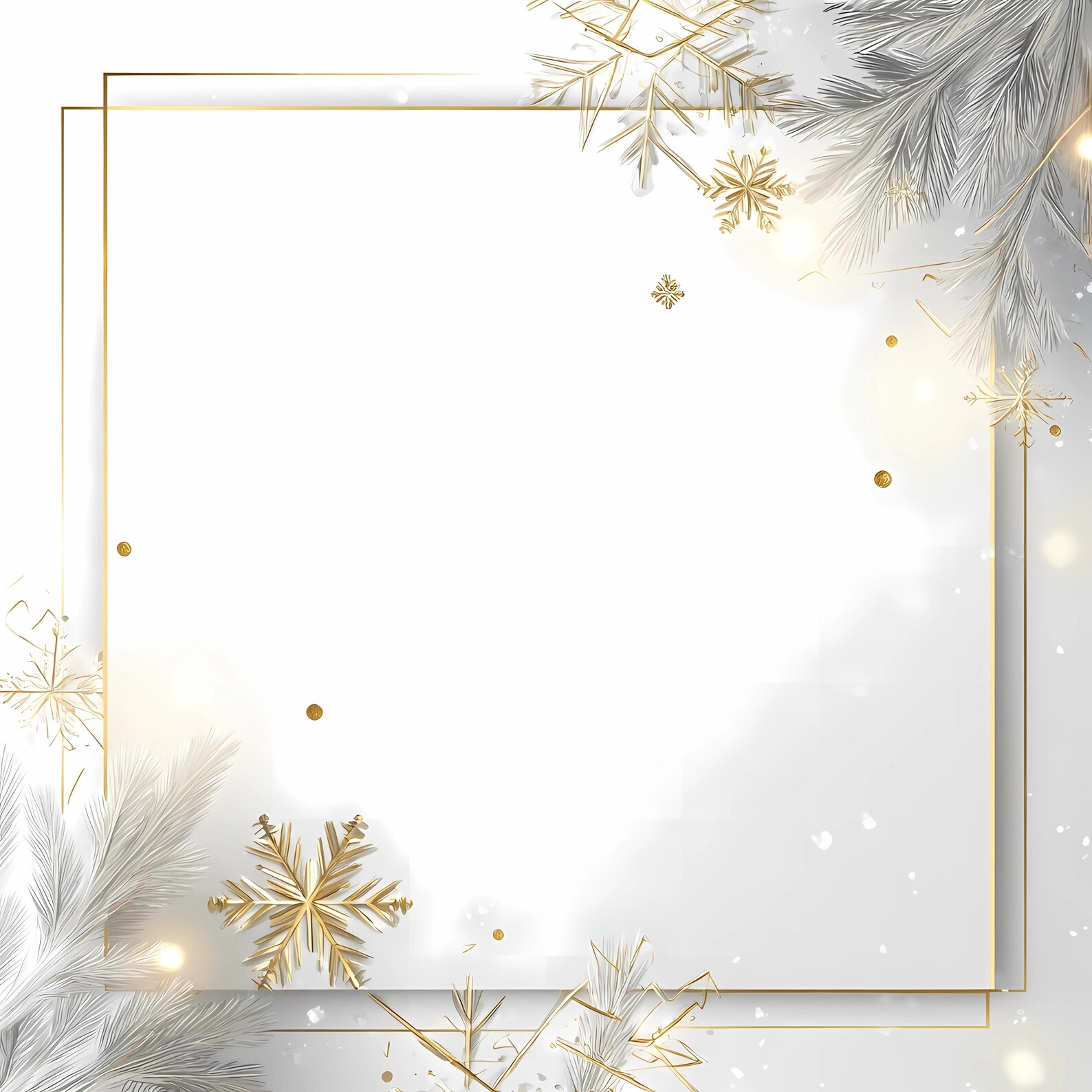 White and Gold Winter Frame Clipart Bundle: Snowflake Holiday Borders ...