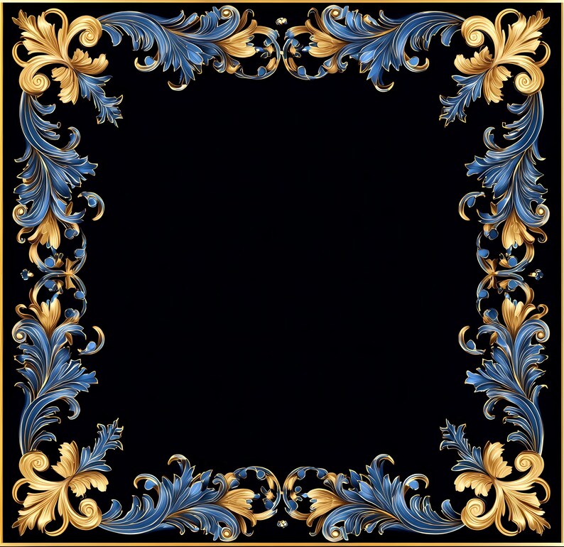 Gold Baroque Frame Clipart Bundle: Vintage Ornate Borders PNG JPG ...