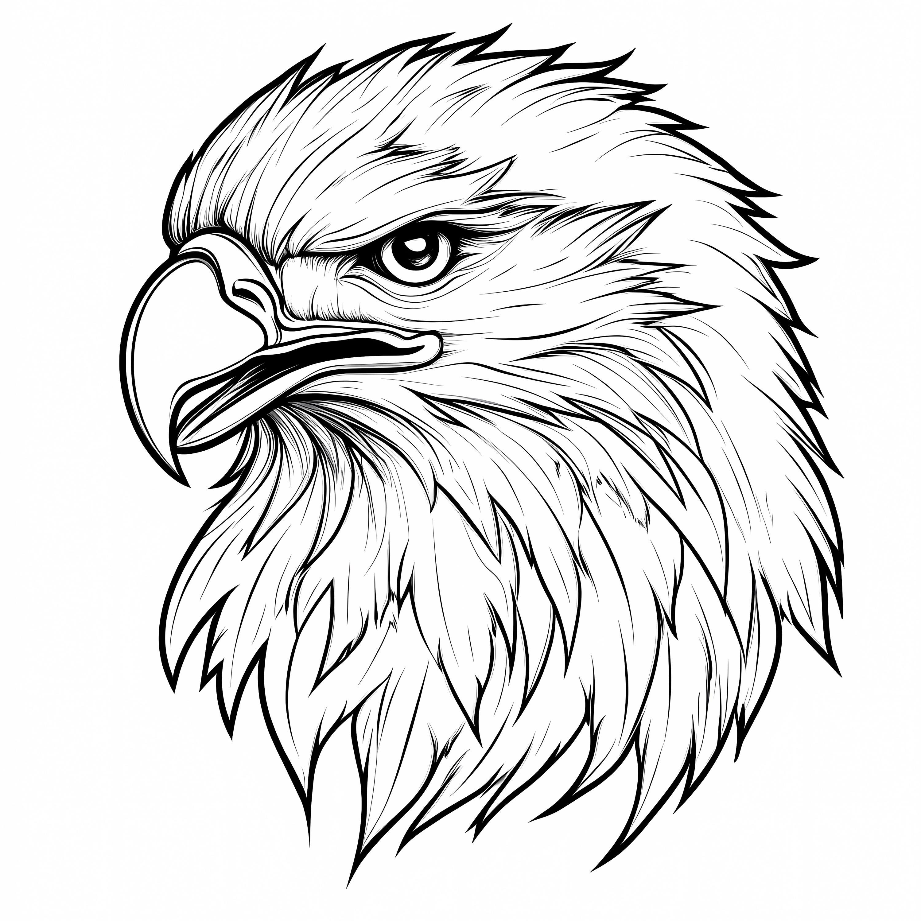 Bald Eagle Tattoo Art Bundle: Line Art PNG JPG Files (commercial Use ...