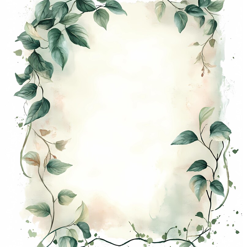 Watercolor Leaf Frame PNG Bundle Set of 8: Botanical Clipart (digital ...