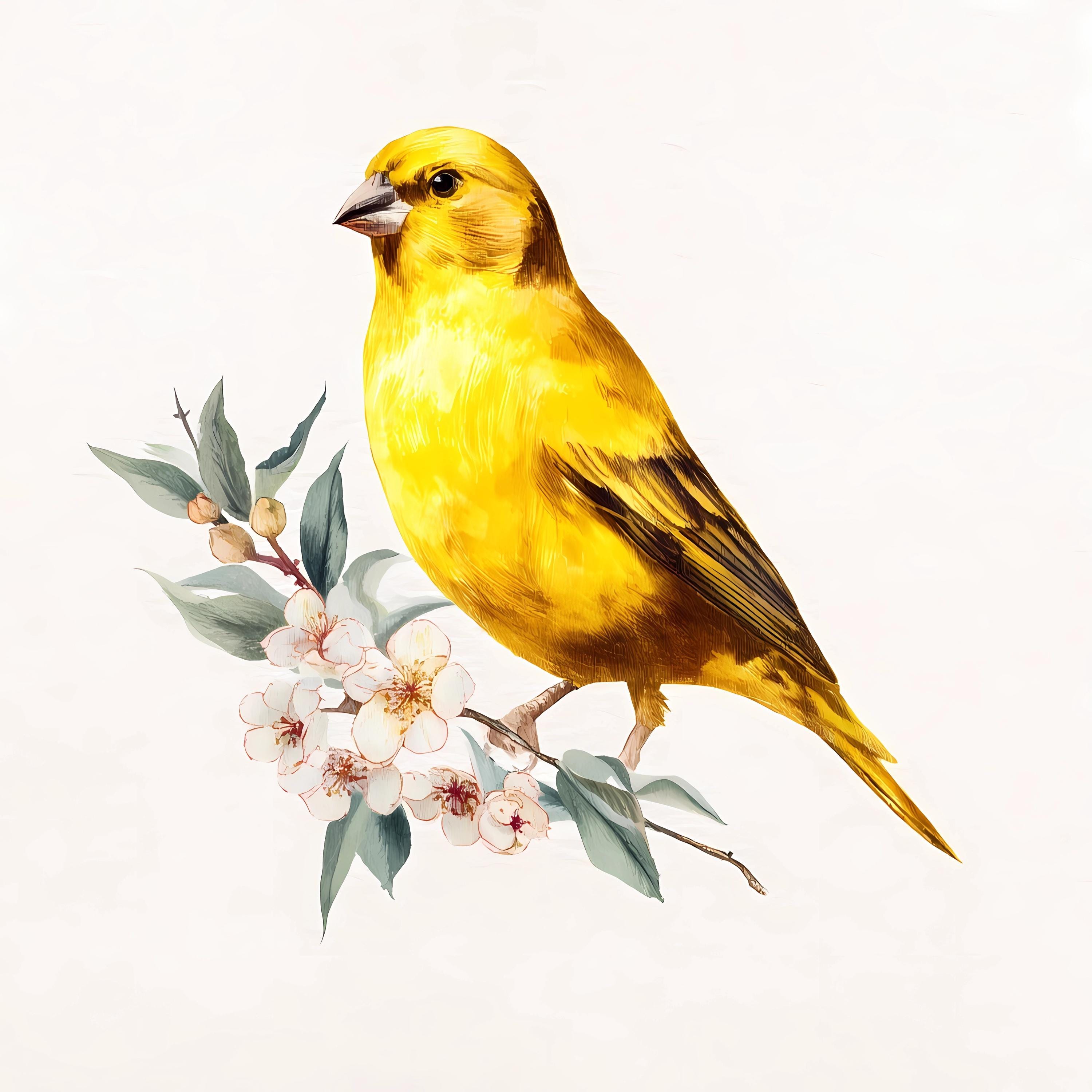 Watercolor Songbird Clipart Bundle: Floral Spring Birds, PNG & JPG Set ...