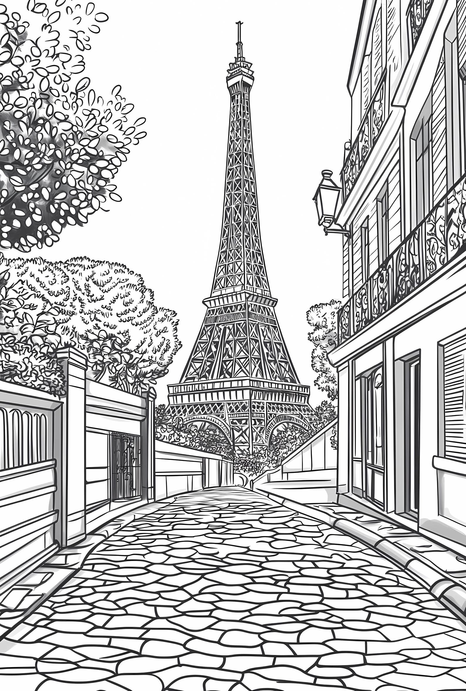 Paris Coloring Pages: Eiffel Tower PNG (digital Download) - Etsy