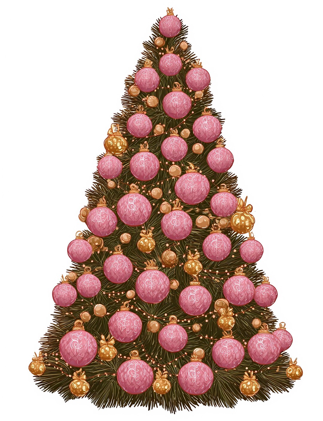 Elegant Christmas Tree Clipart Bundle, Gold and White Xmas Trees With ...