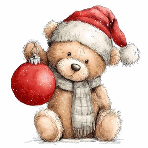Christmas Teddy Bear Clipart Bundle: Holiday Illustrations, Digital ...
