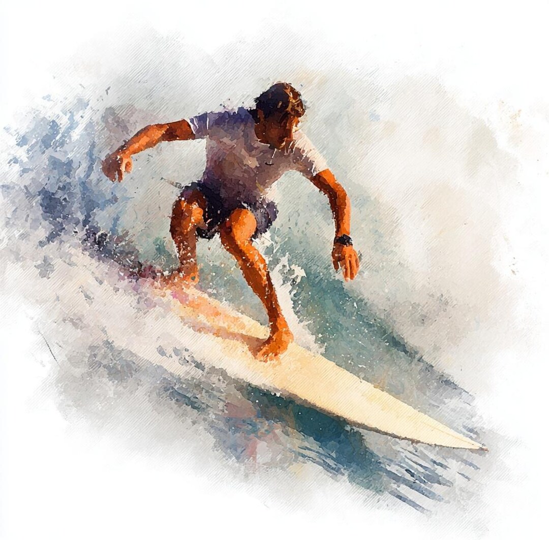 Watercolor Surfing Clipart Bundle: Tropical Beach Art (PNG JPG Digital ...