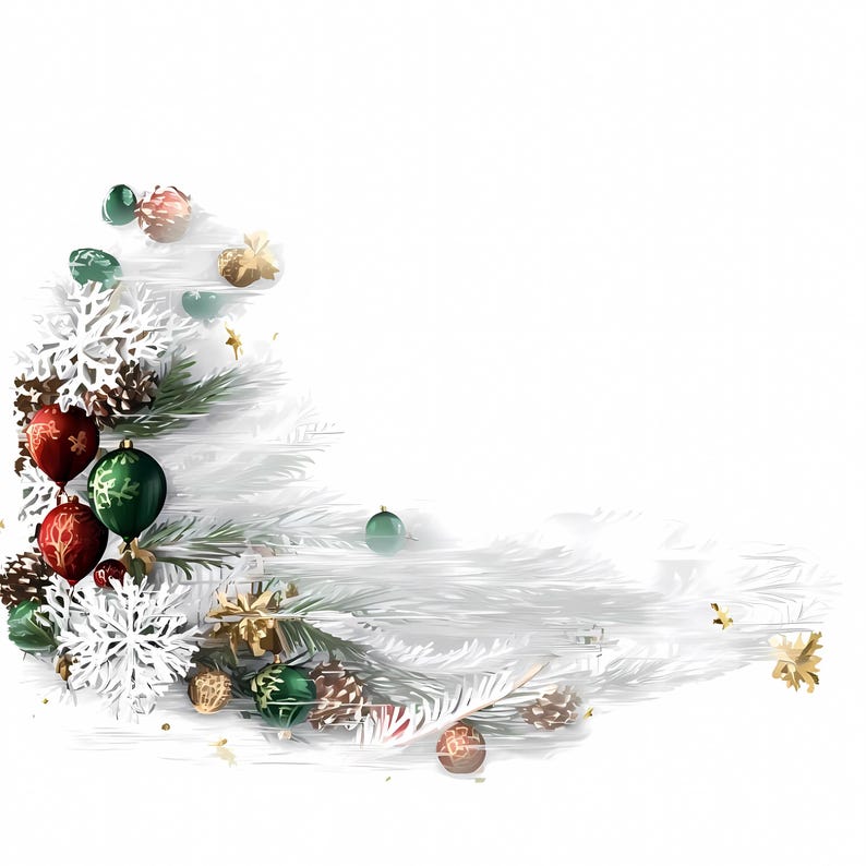 Christmas Ornaments Clipart Bundle for Elegant Holiday Decor, Red Green ...