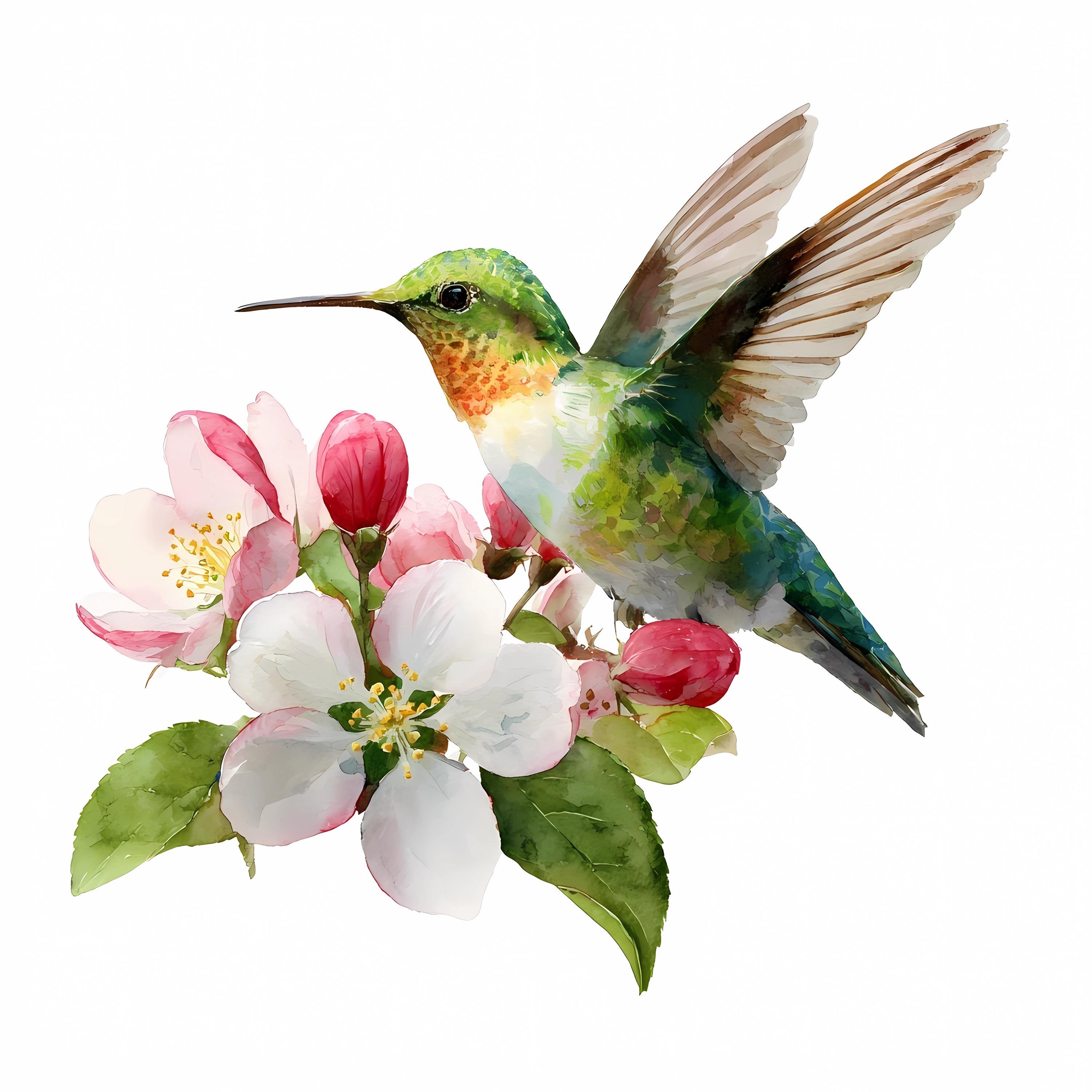 Watercolor Hummingbird Clipart Bundle: Floral PNG & JPG, DIY Art - Etsy