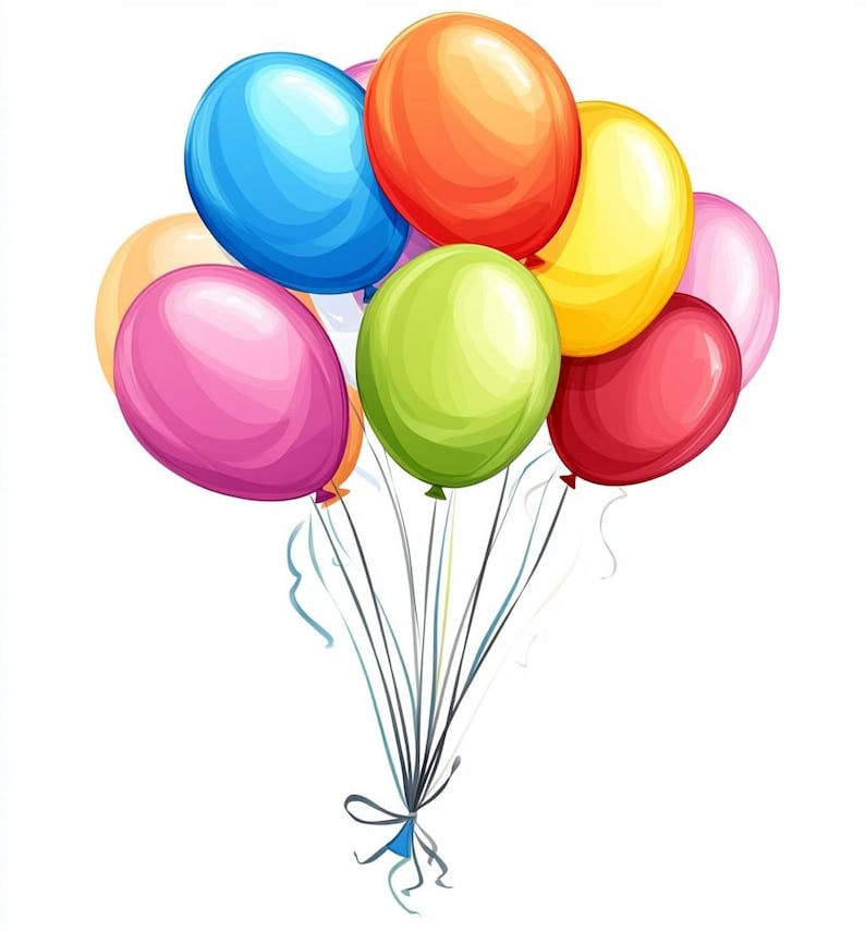 Birthday Balloon Clipart Set: Party Decorations, Baby Shower PNG ...