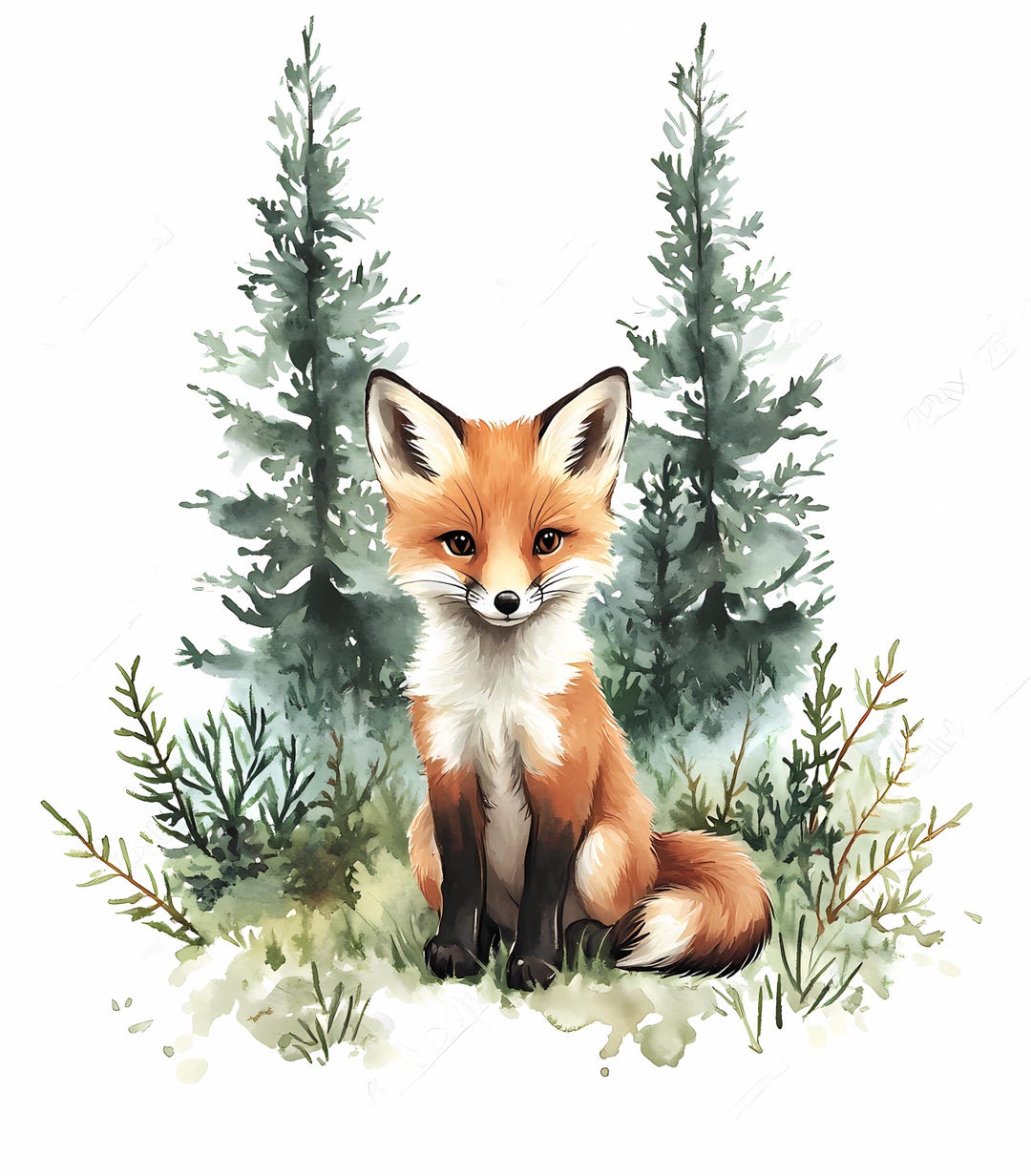 Watercolor Fox Clipart: Forest Animal PNG Images (digital Download) - Etsy