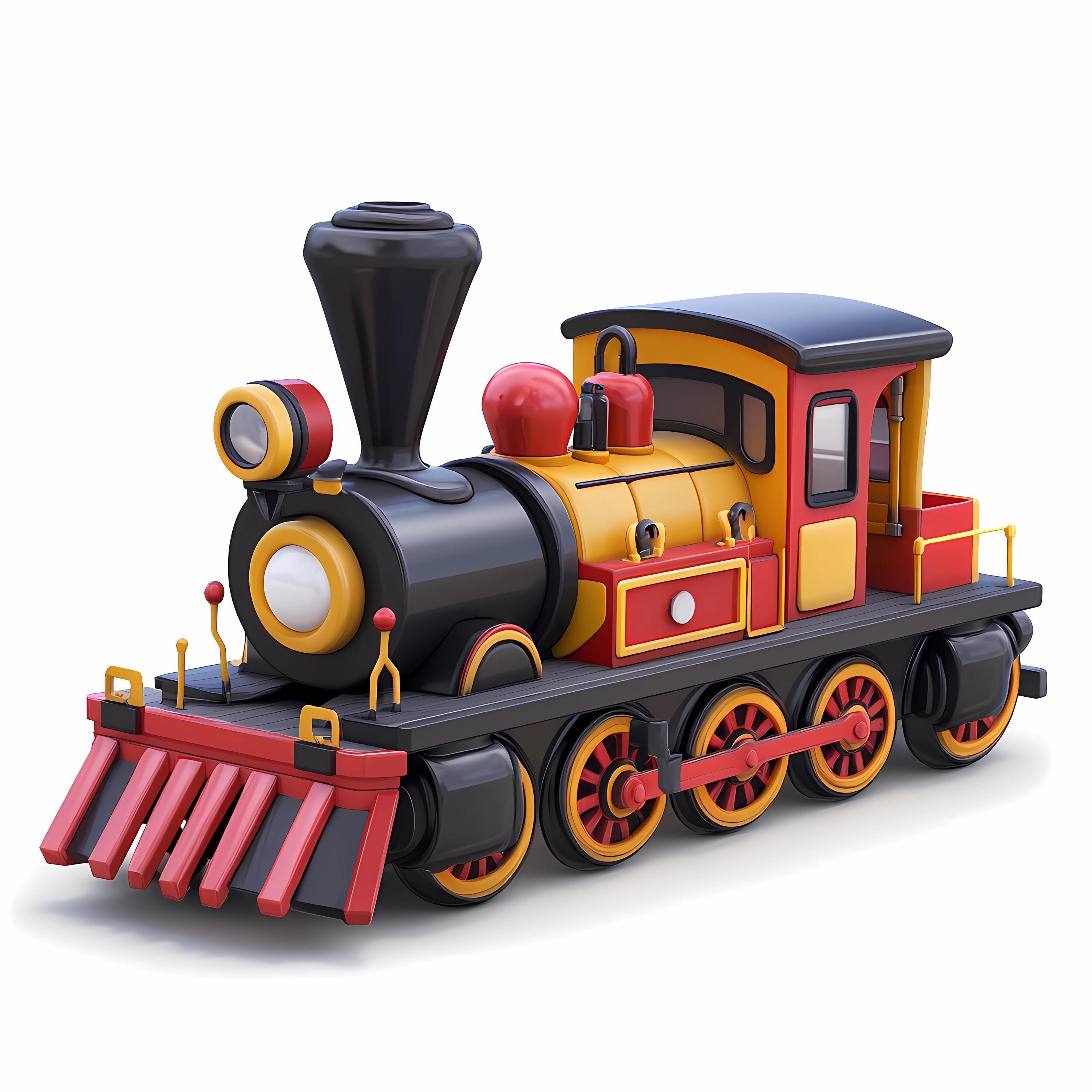 Cartoon Locomotive Clipart Set, Train Watercolor PNG Digital Download ...