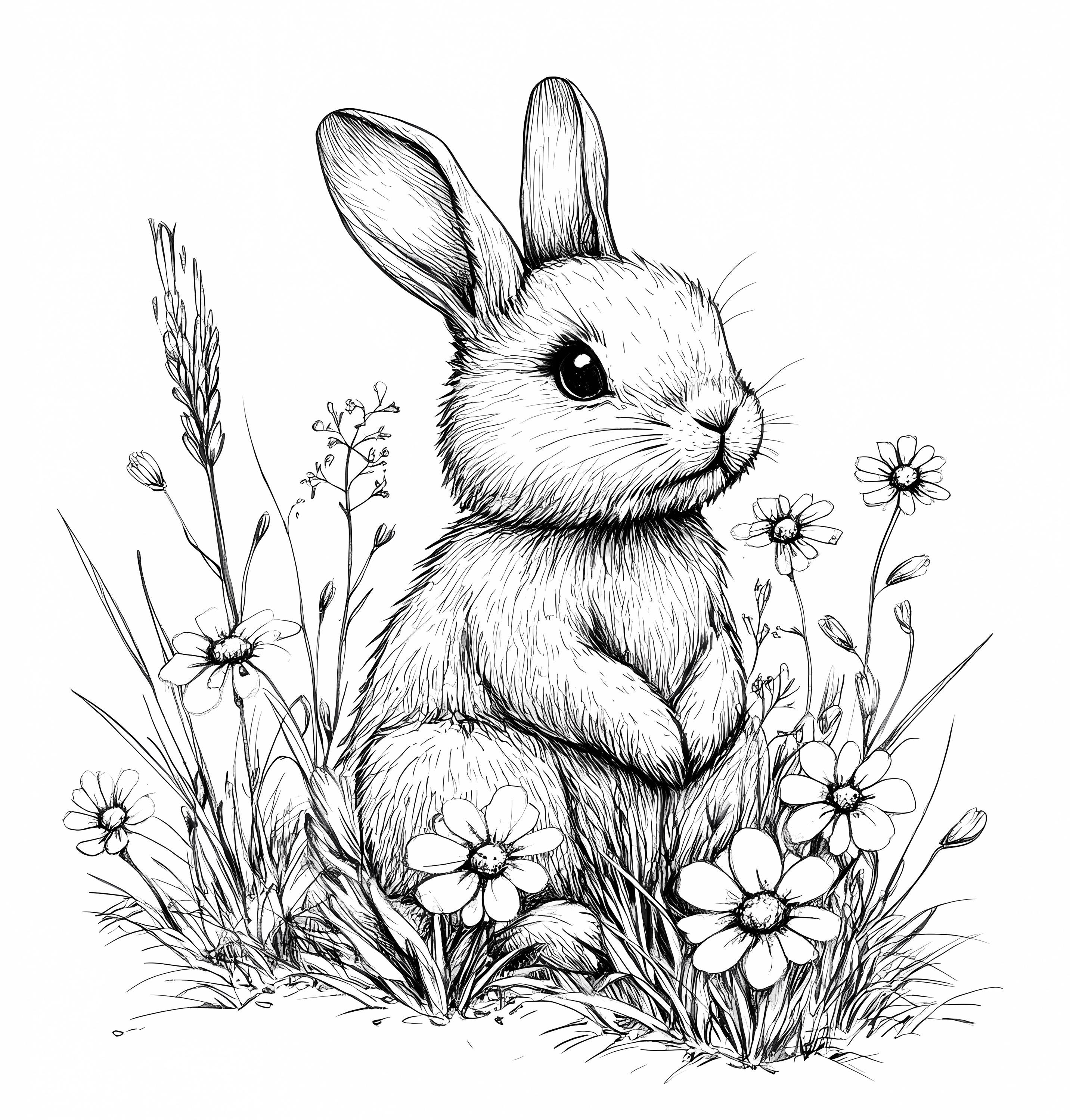 Easter Bunny Coloring Pages Set of 8: Spring Rabbit Designs for Kids ...