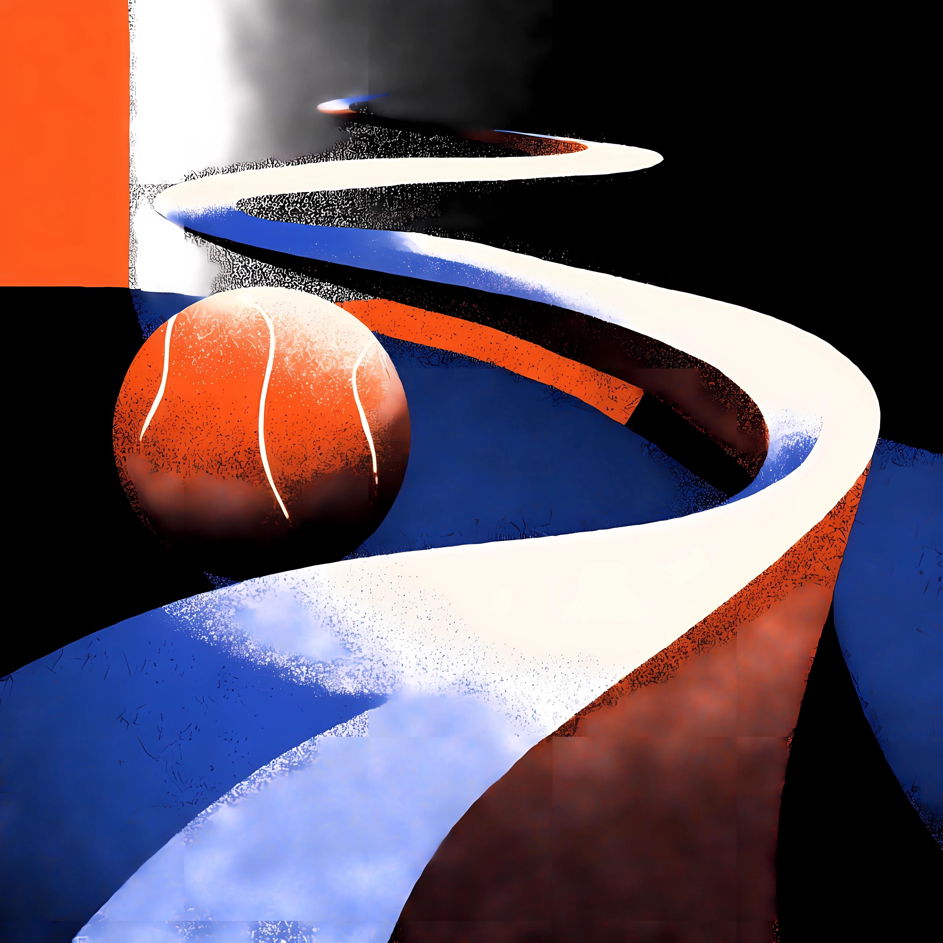 Abstract Basketball Wall Art for Boys Room and Teens, Bold Red Blue ...