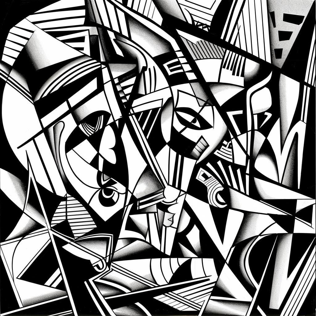 Abstract Cubism Art Bundle, Modern Geometric Line Composition - Etsy