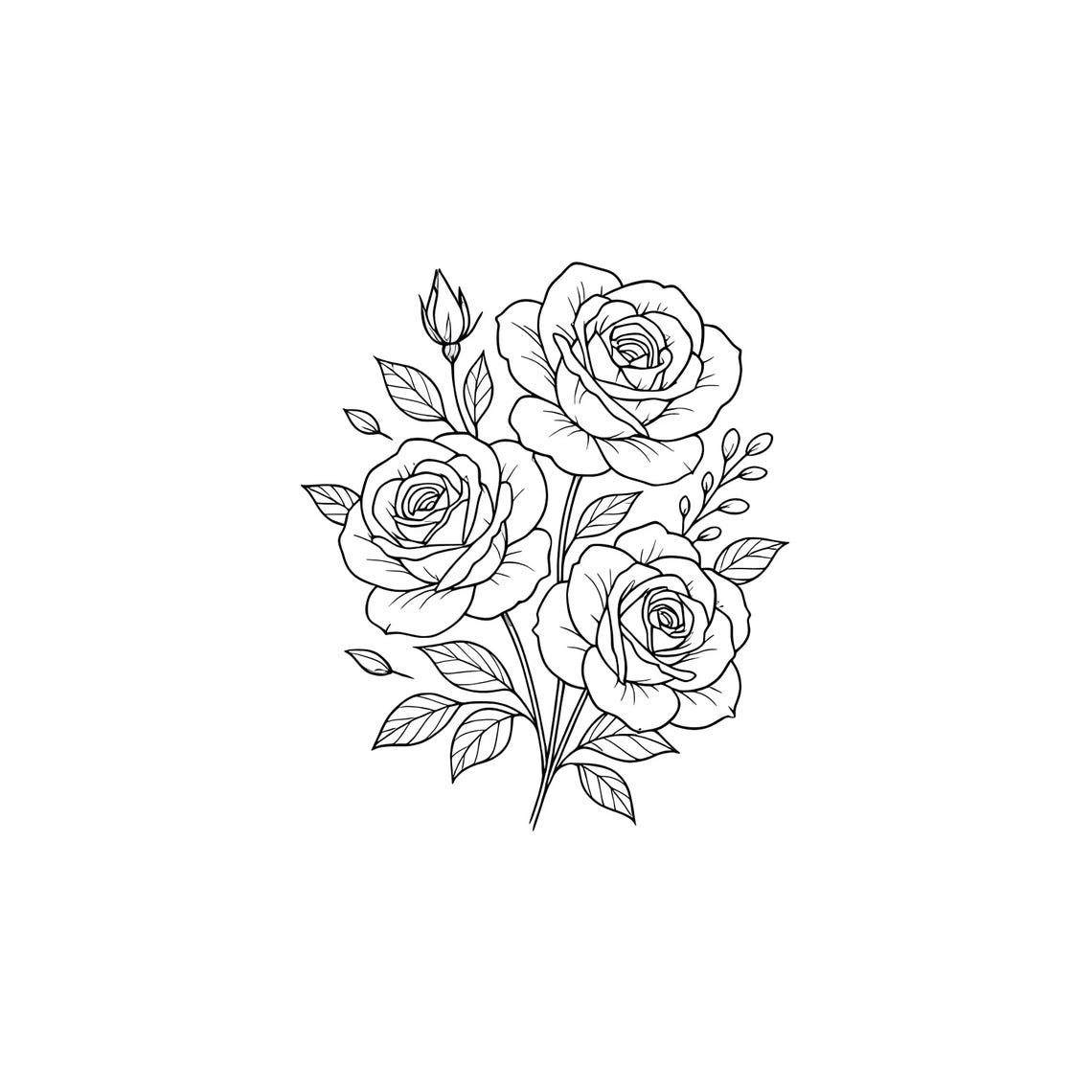Floral Stem Clipart Bundle: Black and White Flower PNG (digital ...