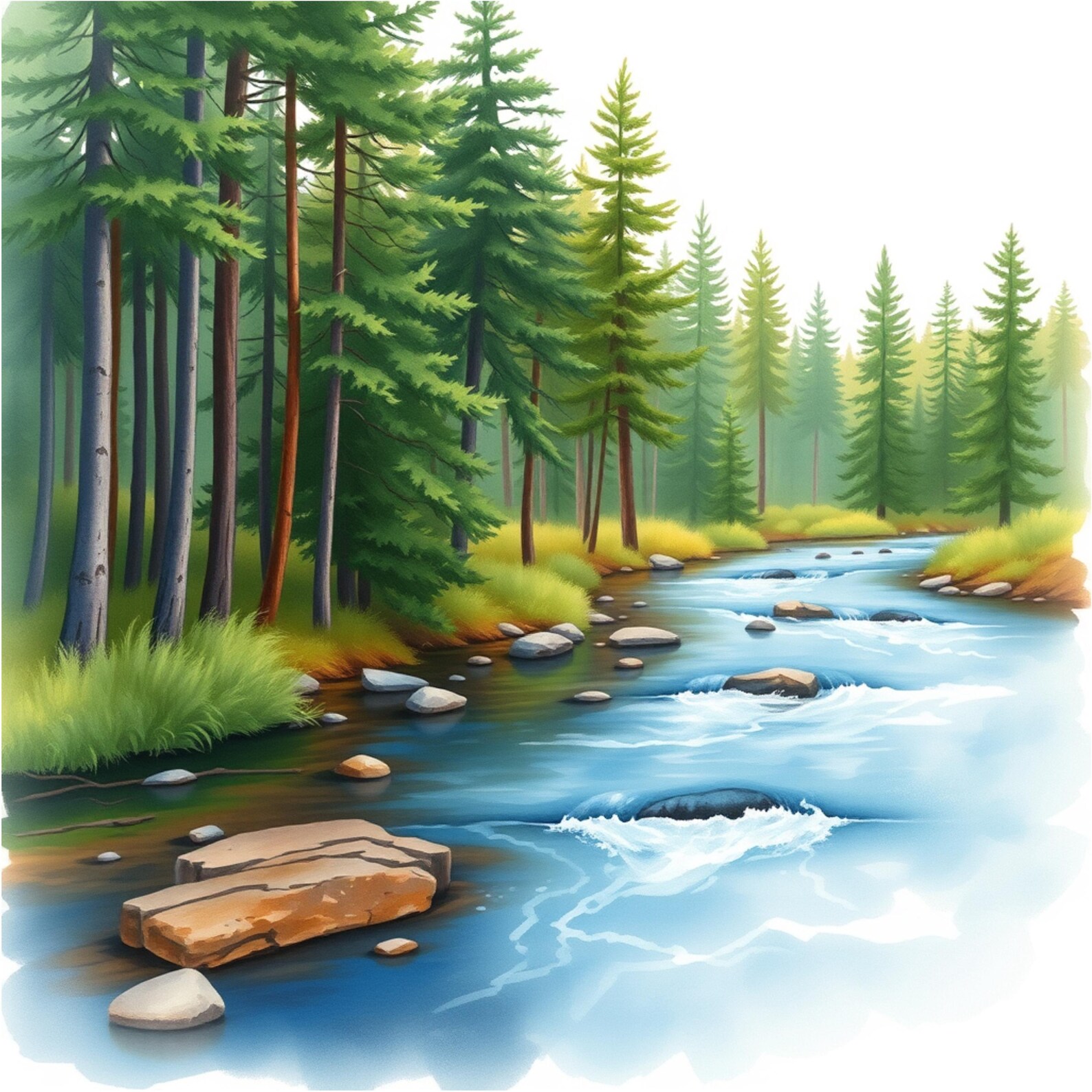 8 River Landscape Clipart Set, Watercolor Painting Natural Outdoor ...
