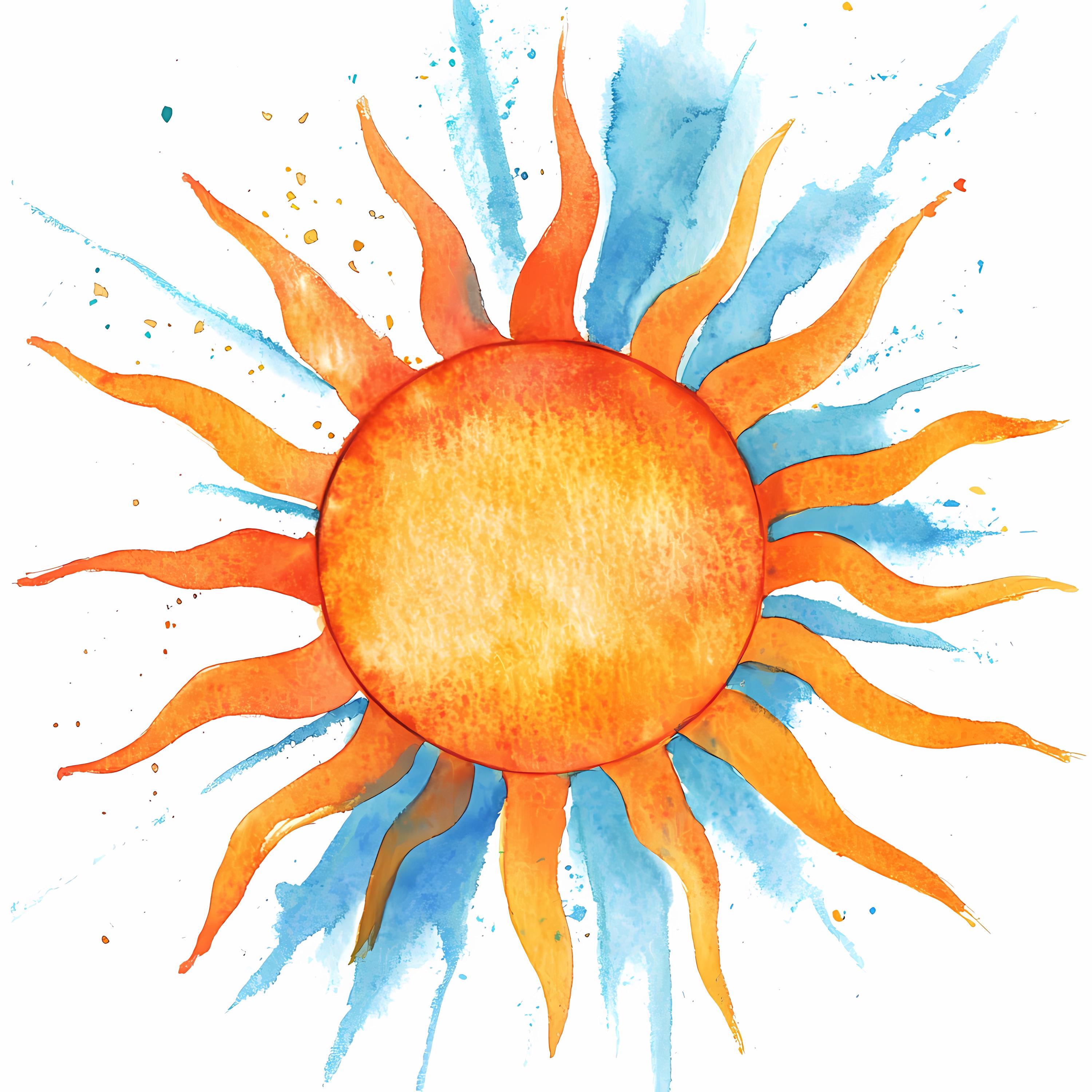 Watercolor Sun Clipart Set: Boho Celestial Summer Graphics (digital ...