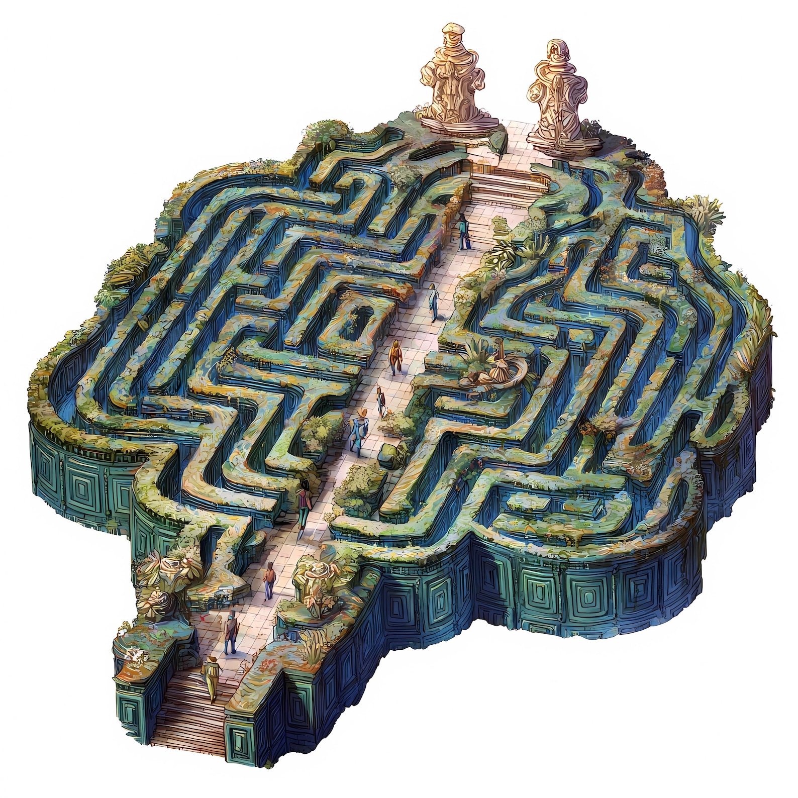 Fantasy Labyrinth Architecture Bundle, Ancient Stone Temple Maze ...