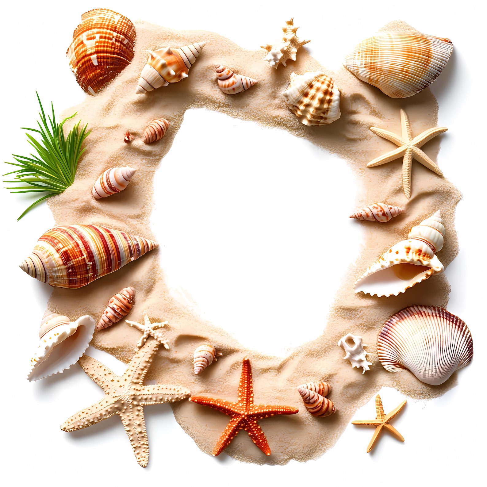 Seashell Starfish Coastal Frame Clipart, Summer Beach PNG Bundle - Etsy