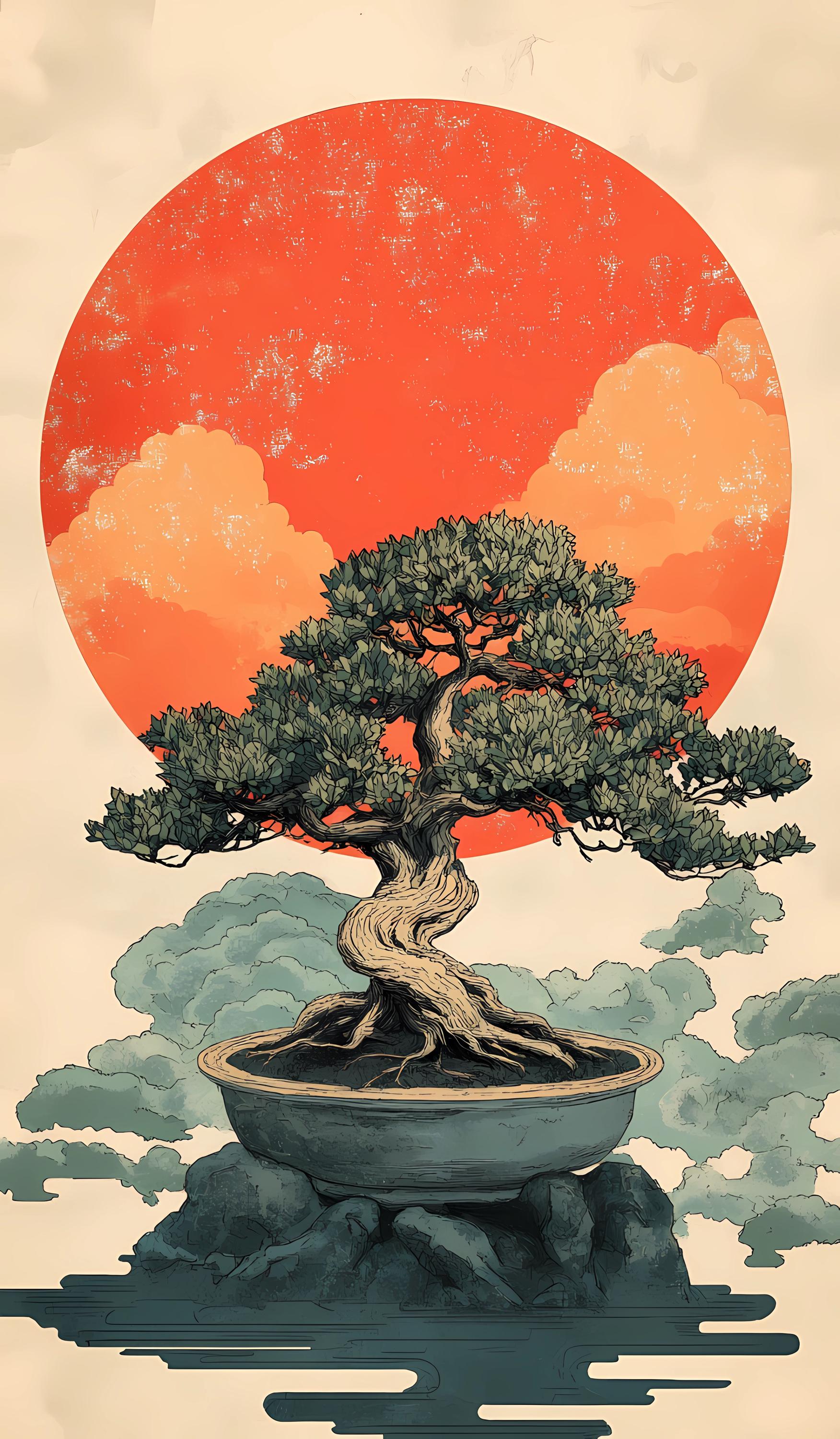 8 Abstract Bonsai Tree Clipart, Printable Watercolor Clipart, High ...