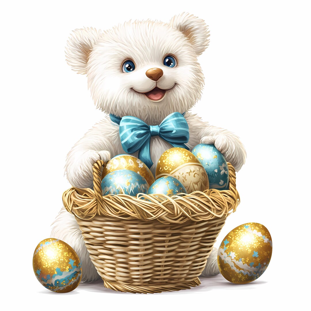 Easter Bear Clipart Bundle, Cute Easter Bear Clipart, Bear PNG, Spring ...