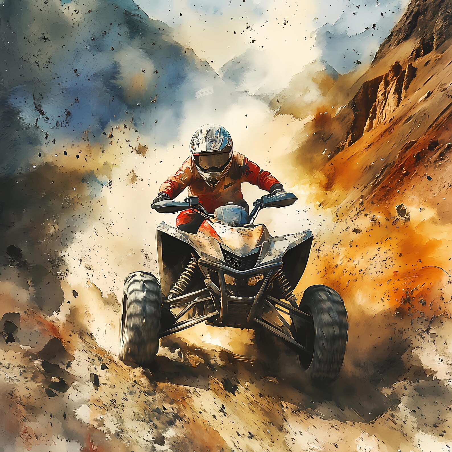 Quad Bike Watercolor Clipart Set, ATV Off-road Images (digital Download ...