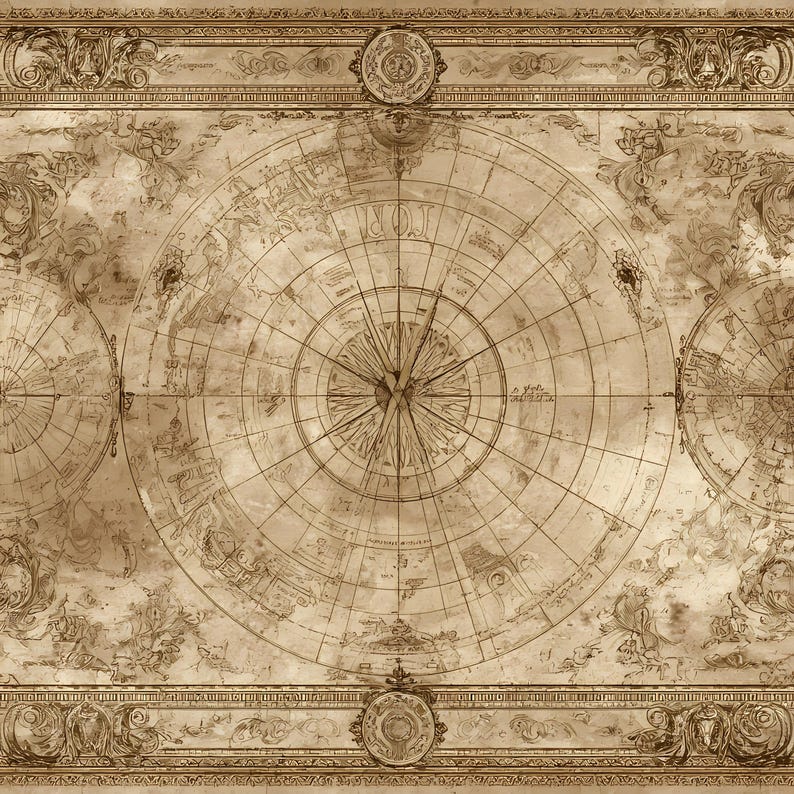 Vintage World Map Set: Antique Globe Clip Art (JPG, PNG, PDF Download ...