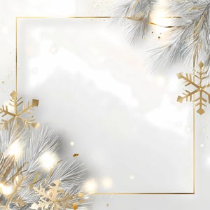 White and Gold 14 Winter Frames: Snowflake & Pine Clipart - Etsy