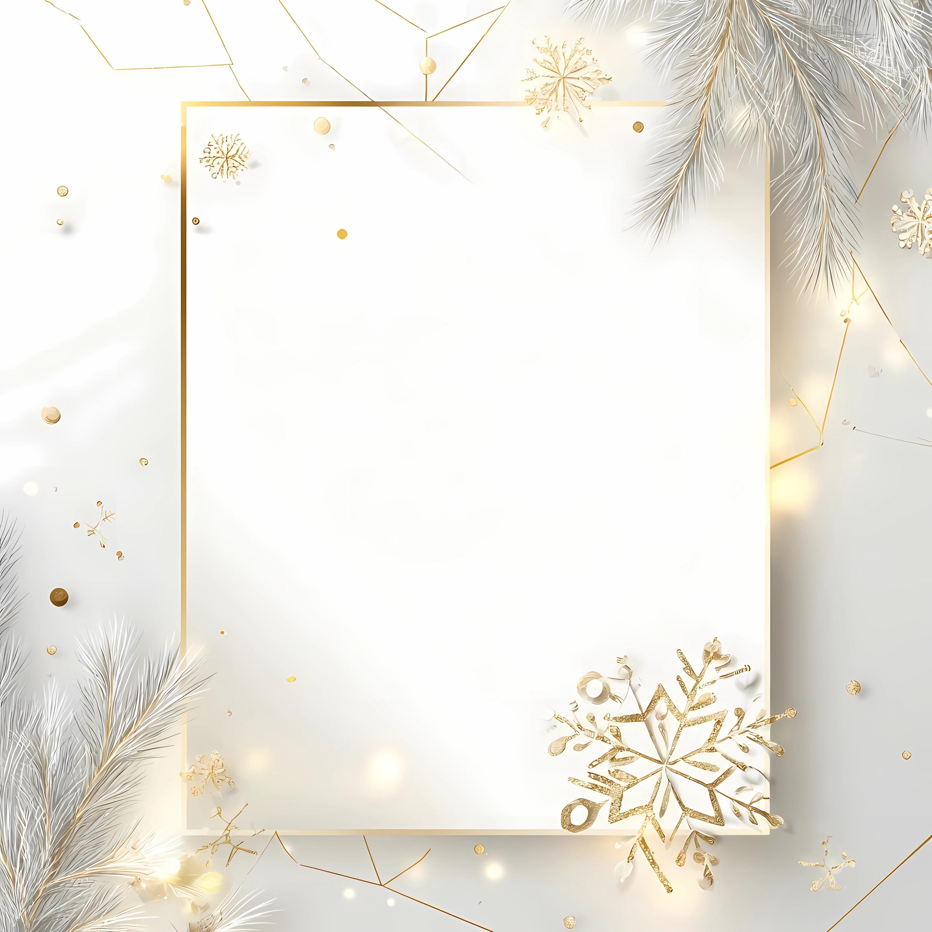 White and Gold Winter Frame Clipart Bundle: Snowflake Holiday Borders ...