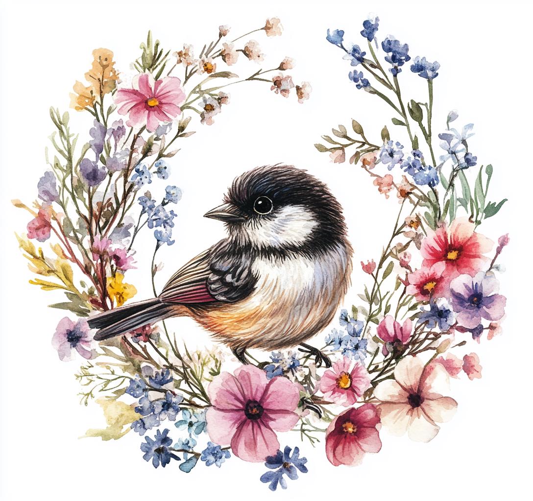 Floral Bird Wreaths Clipart Set of 8 | Watercolor Wildflower Wreath ...