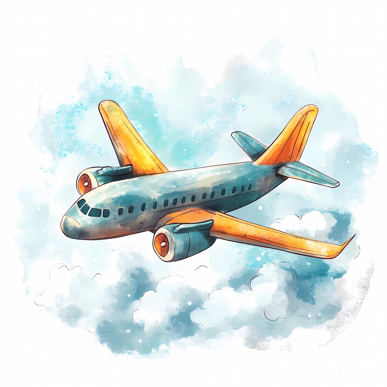 10 Airplane Clipart, Plane Clipart, Watercolor Aircraft, Travel Clipart ...