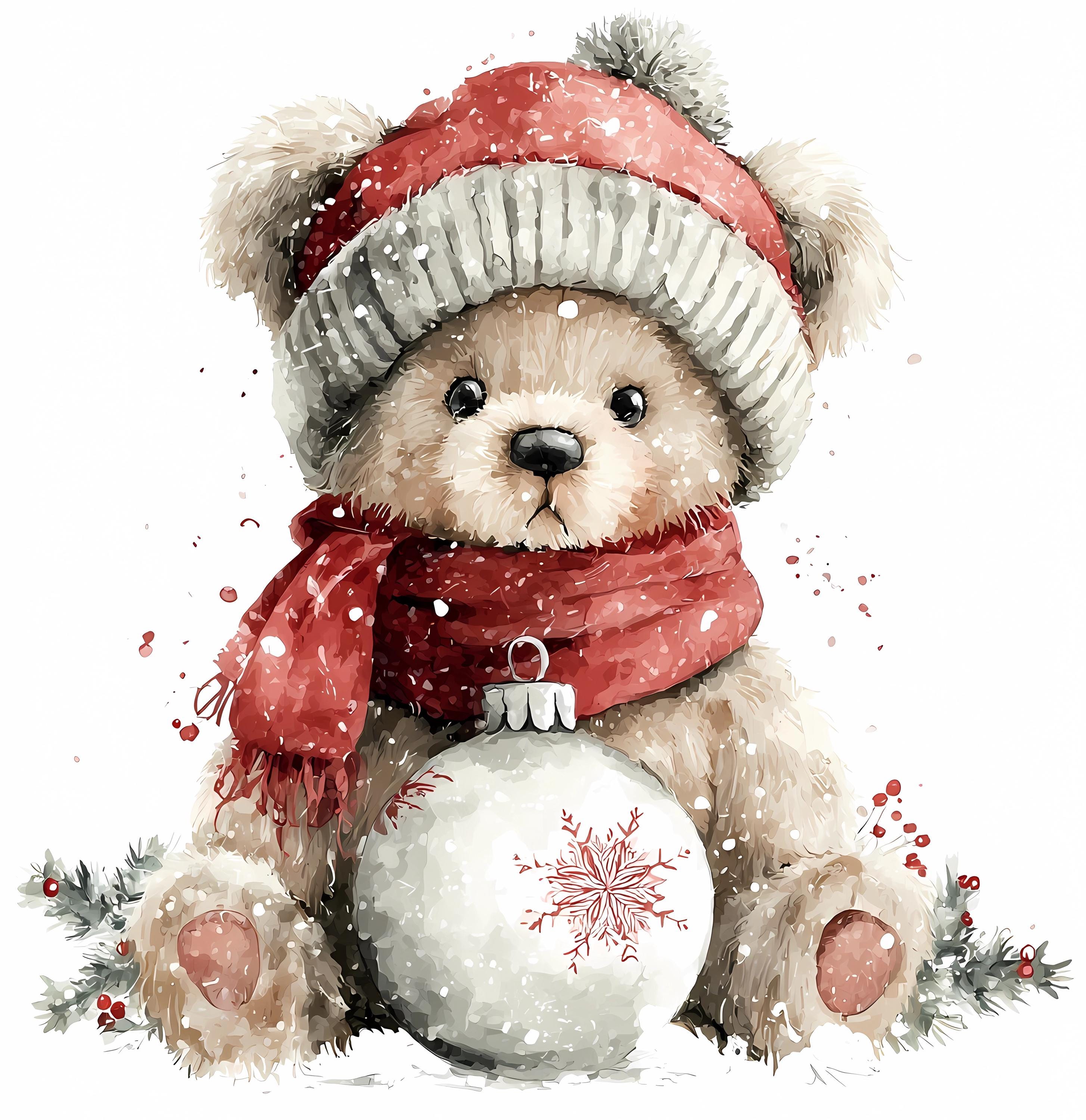Christmas Teddy Bear Clipart Bundle: Holiday Illustrations, Digital ...