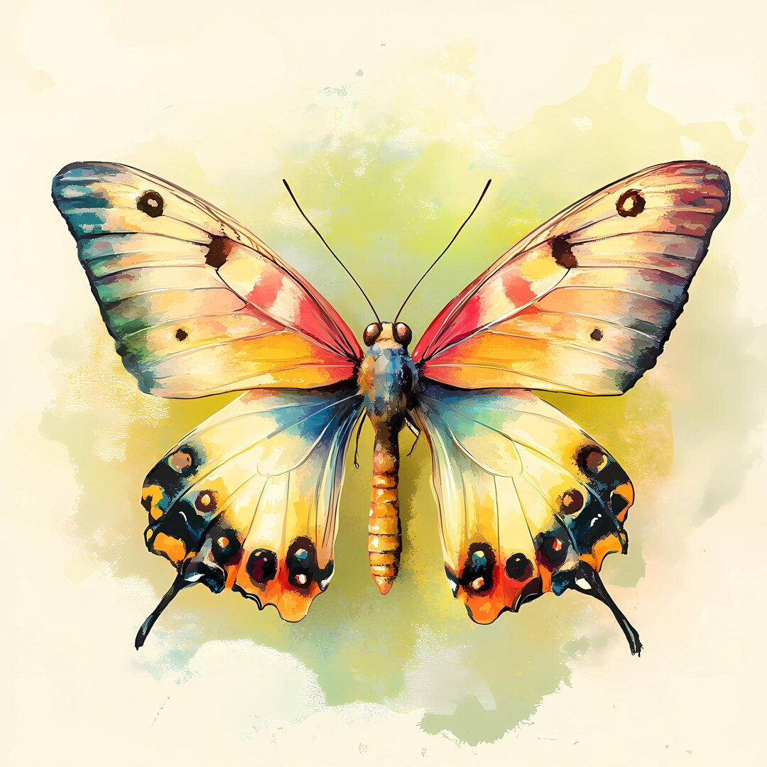 Watercolor Butterfly Clipart Set of 12: Colorful PNG Images for Junk ...