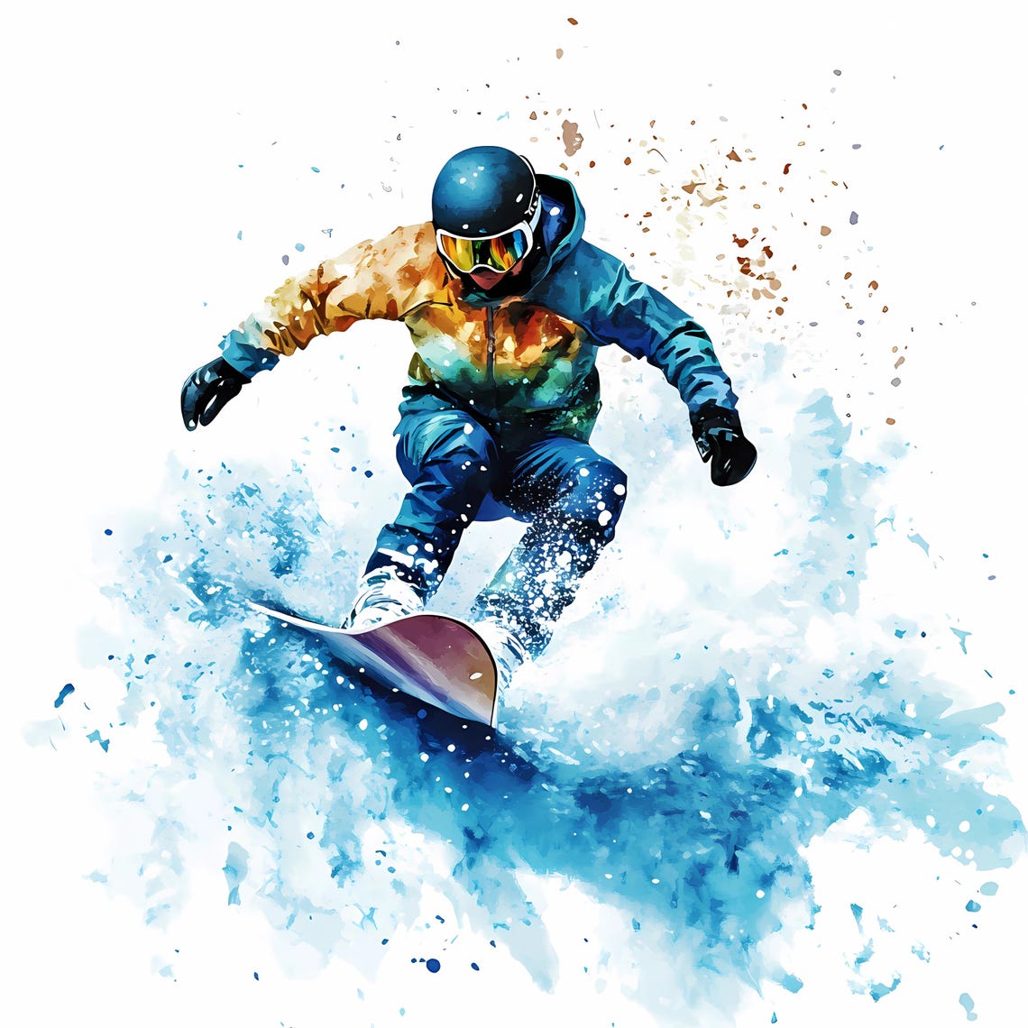 Snowboarding Clipart Set of 8: Watercolor Snowboarder Images (digital ...