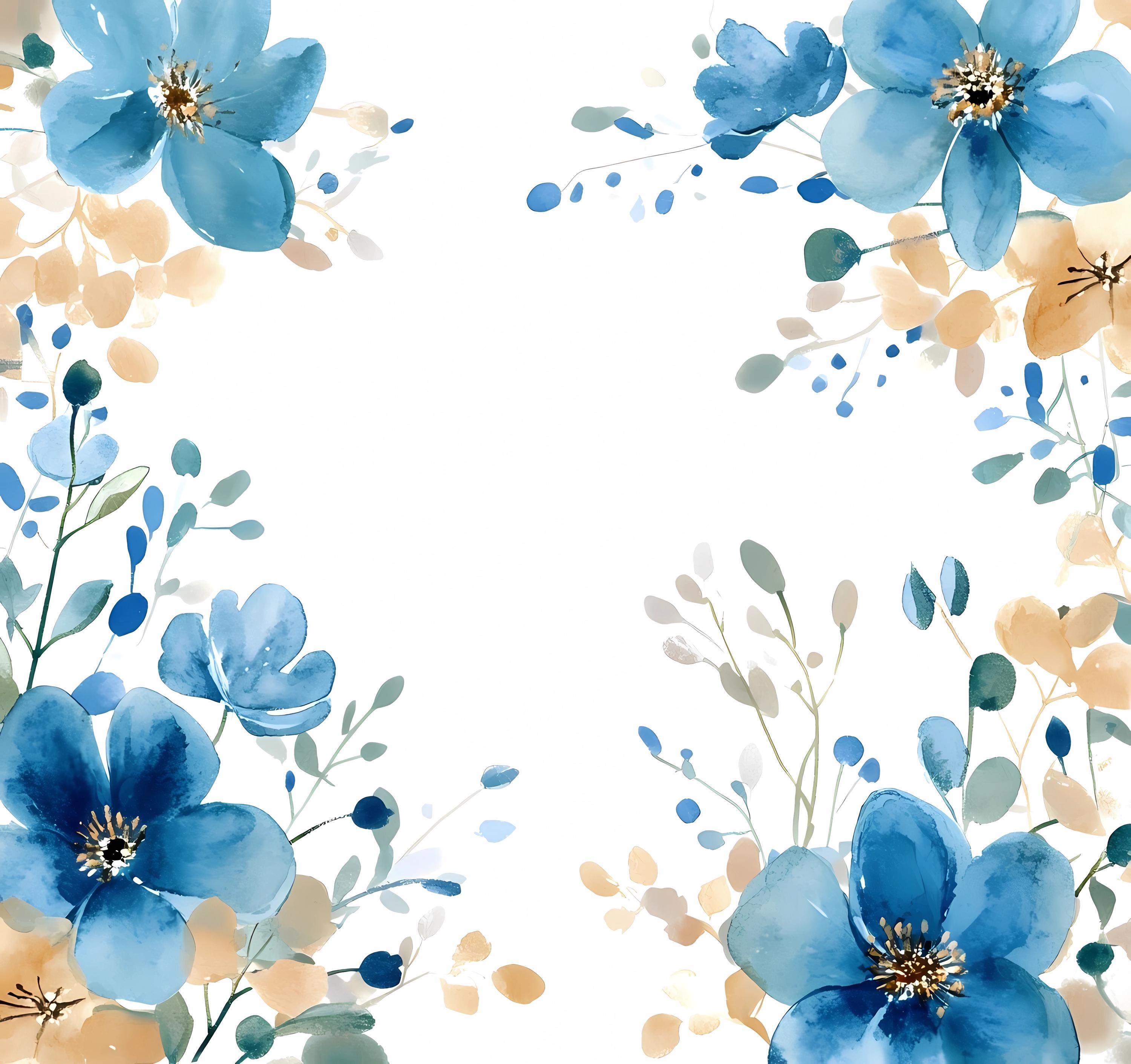 Blue Watercolor Floral Clipart Bundle: PNG & JPG, Botanical Art ...