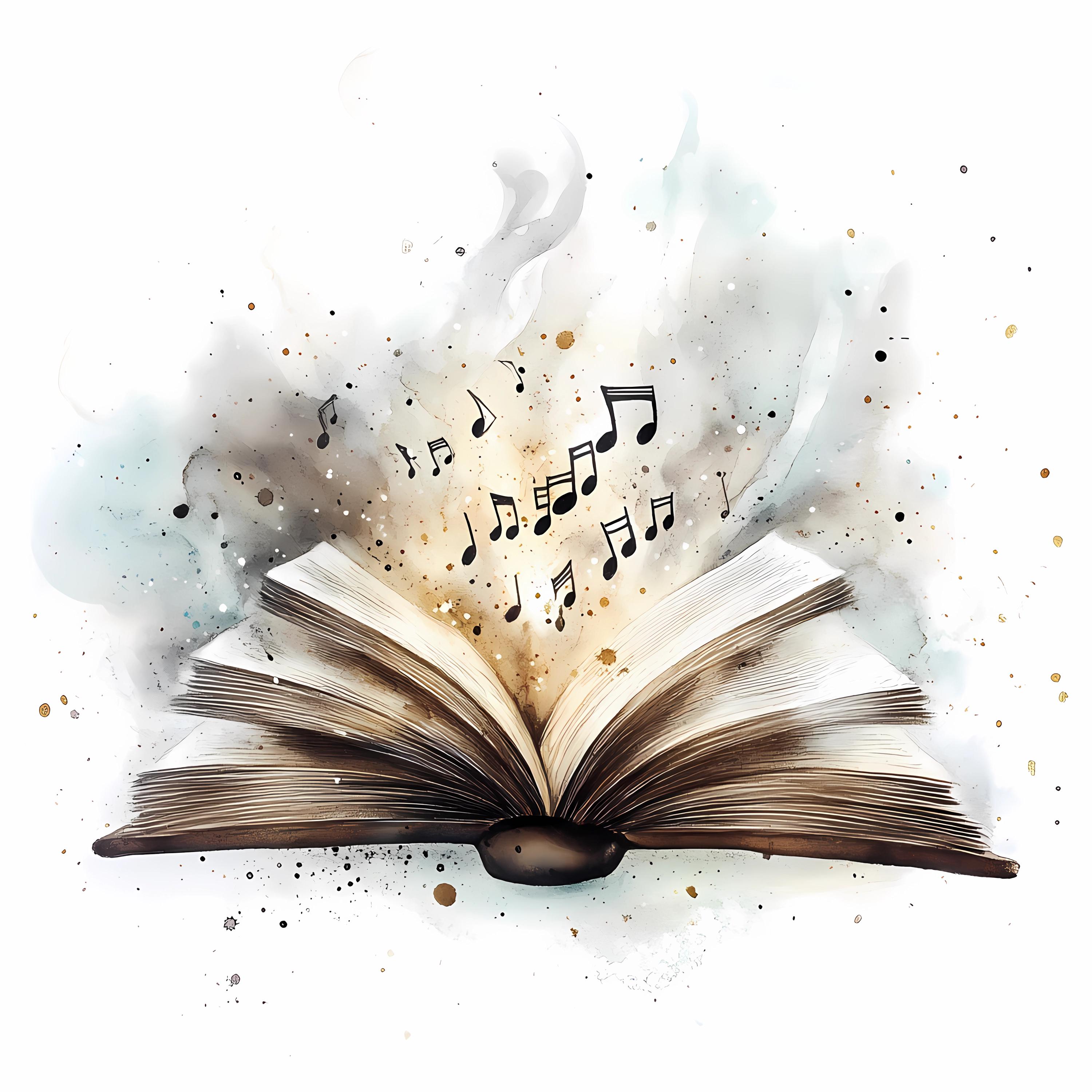 Vintage Music Notes Clipart: Watercolor Book Art (digital Download) - Etsy