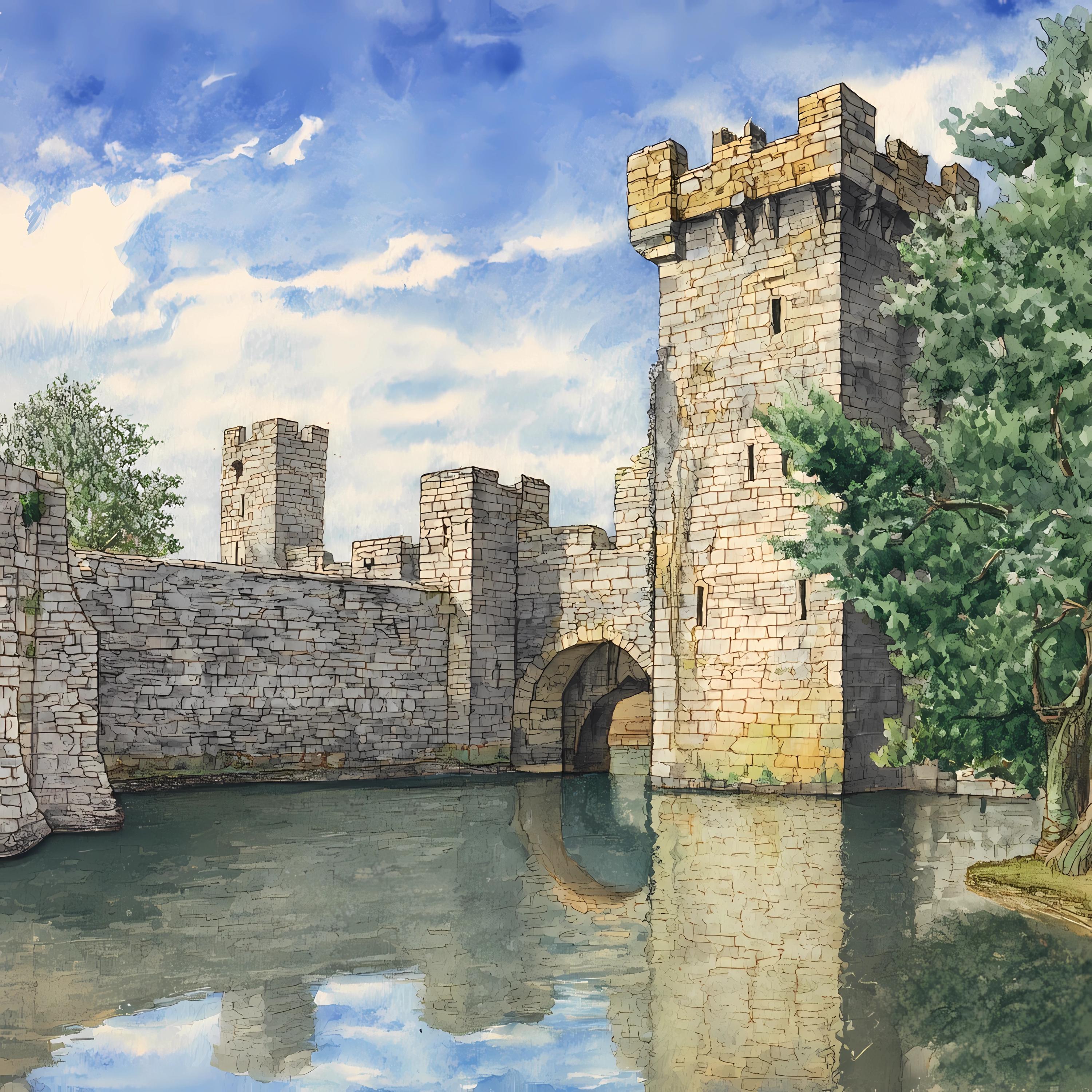 Medieval Stone Castle Watercolor Illustration Bundle - Etsy