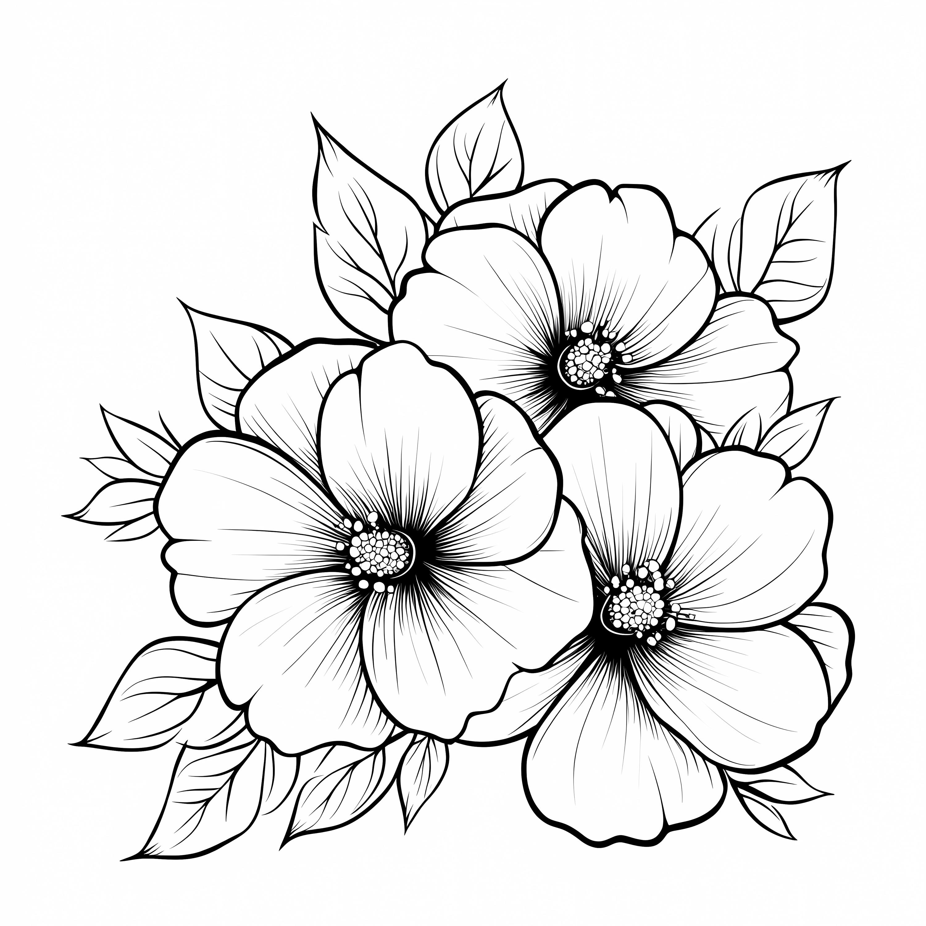 Floral Line Art Clipart Bundle: Black & White Flower Stems (PNG JPG) - Etsy