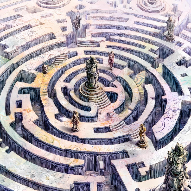 Fantasy Labyrinth Architecture Bundle, Ancient Stone Temple Maze ...