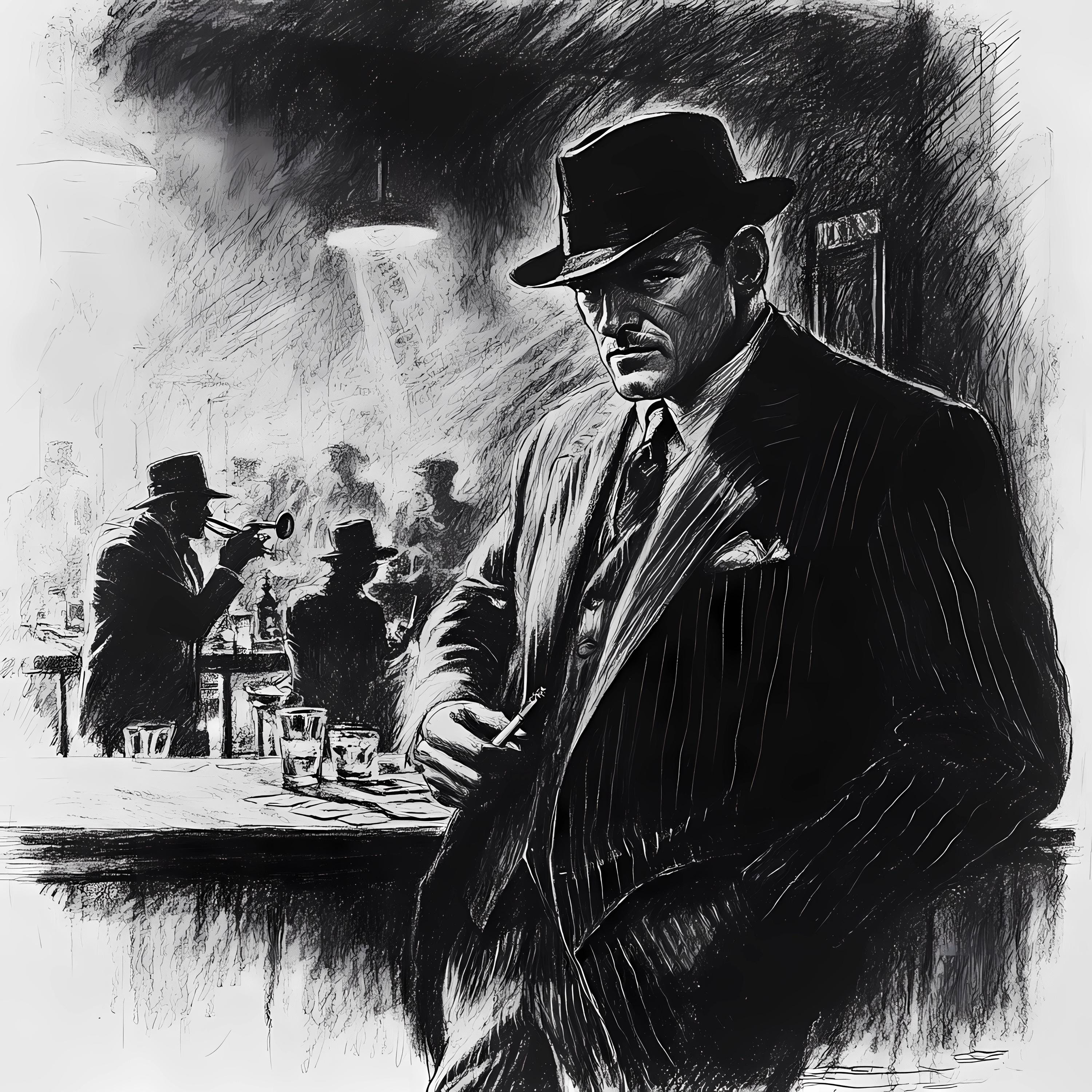 1930s Gangster Pencil Drawing Set: Vintage Mafia Noir Art (digital ...